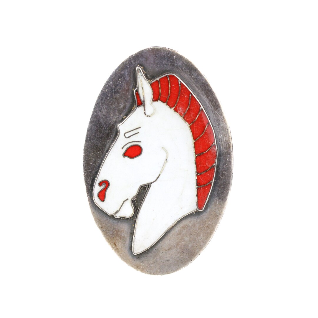 Vintage Sterling Silver Enamel Trojan Horse Mascot Pendant Brooch - Etsy