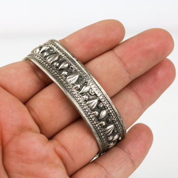 Vintage Egyptian Tribal Design 800 Silver Cuff Bracel… - Gem