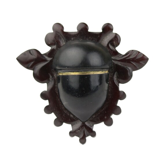 Antique Victorian Vulcanite Acorn Brooch - Gem