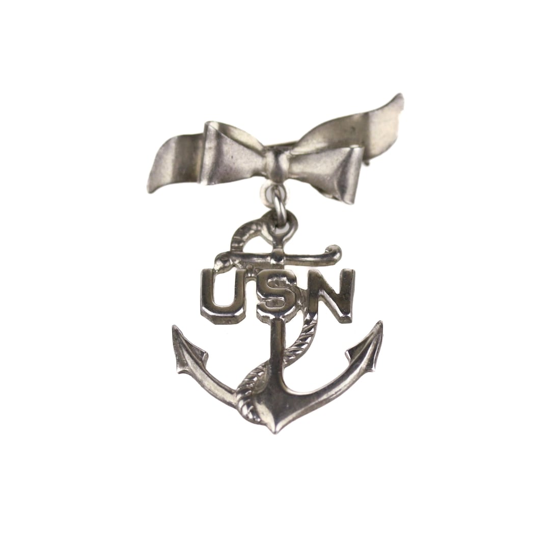 Vintage WWII Era Sterling Silver USN Navy Sweetheart Bow Brooch - Etsy