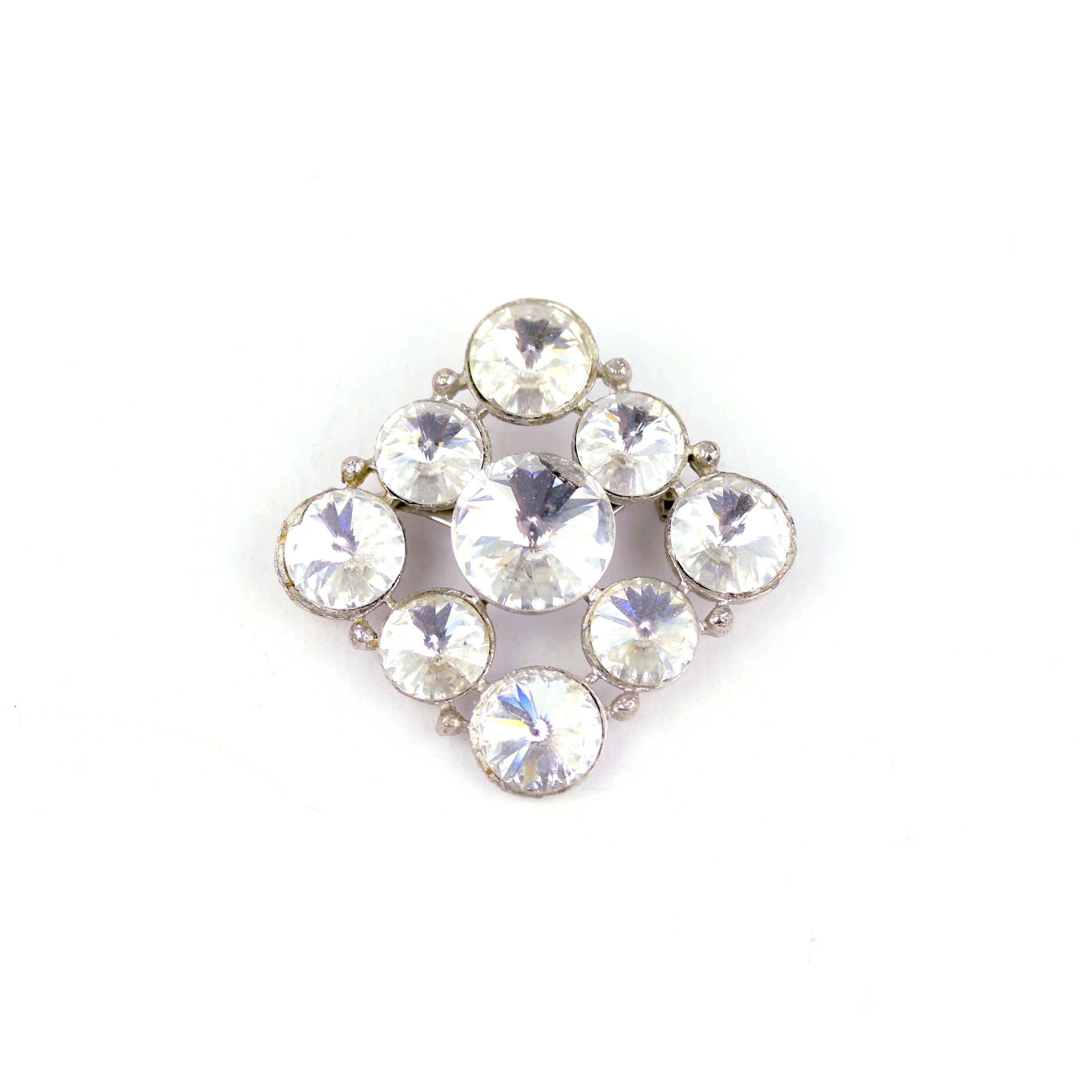 Vintage Weiss Clear Rivoli Rhinestone Brooch - Etsy