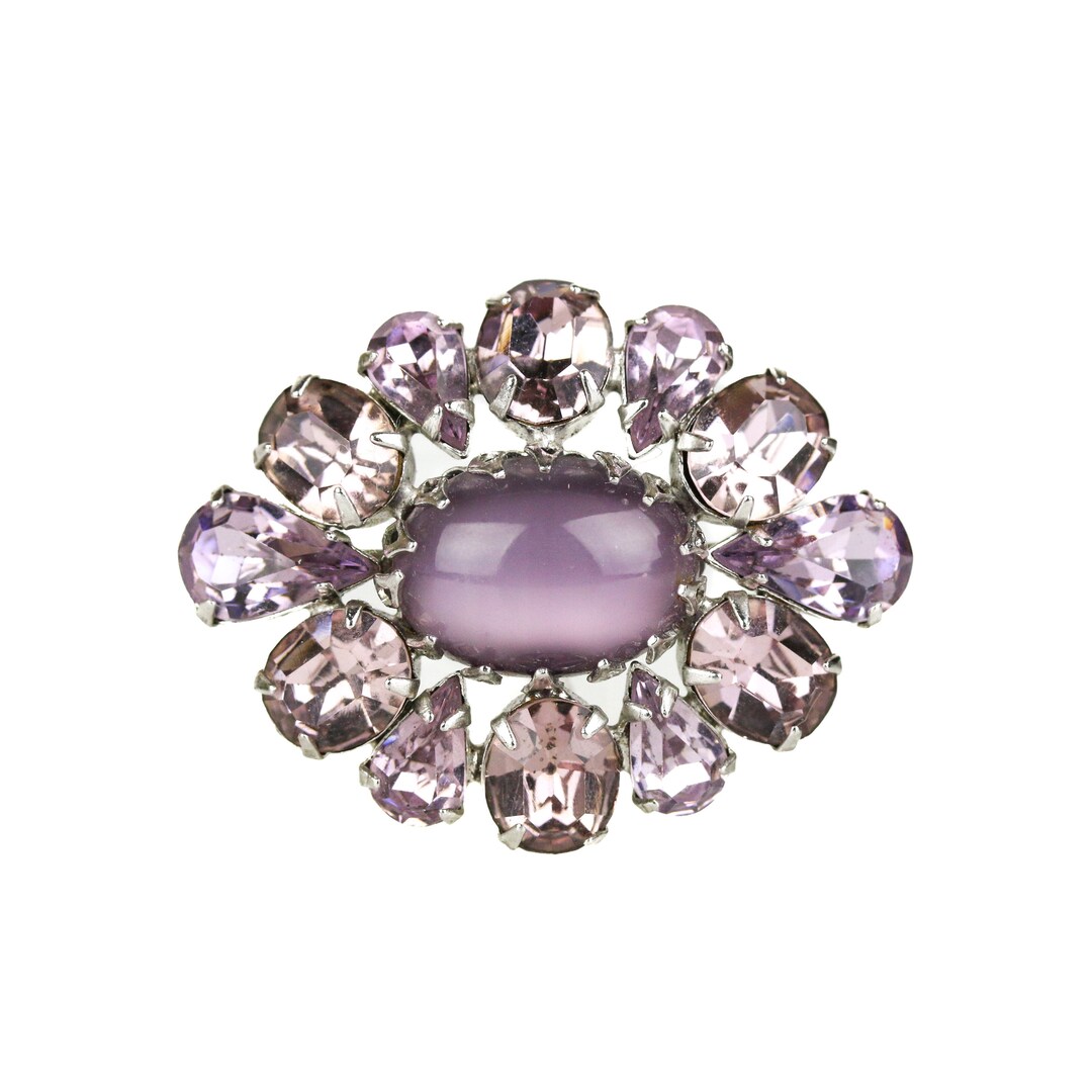 Vintage Unsigned Schreiner N.Y. Purple Rhinestone Cats Eye Brooch - Etsy