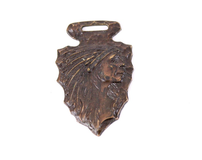 Vintage Bronze Indian Chief Arrowhead Keychain Watch Fob - Etsy