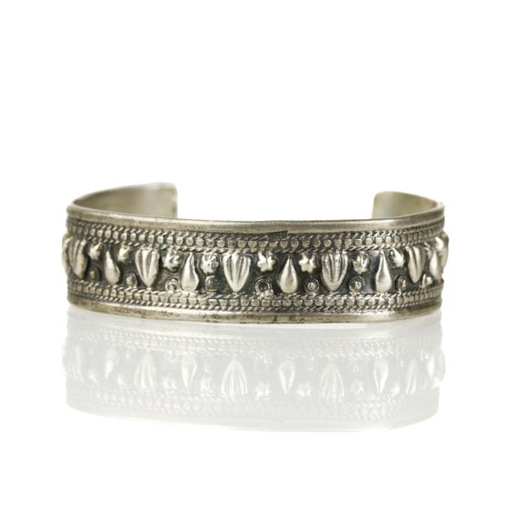 Vintage Egyptian Tribal Design 800 Silver Cuff Bracel… - Gem