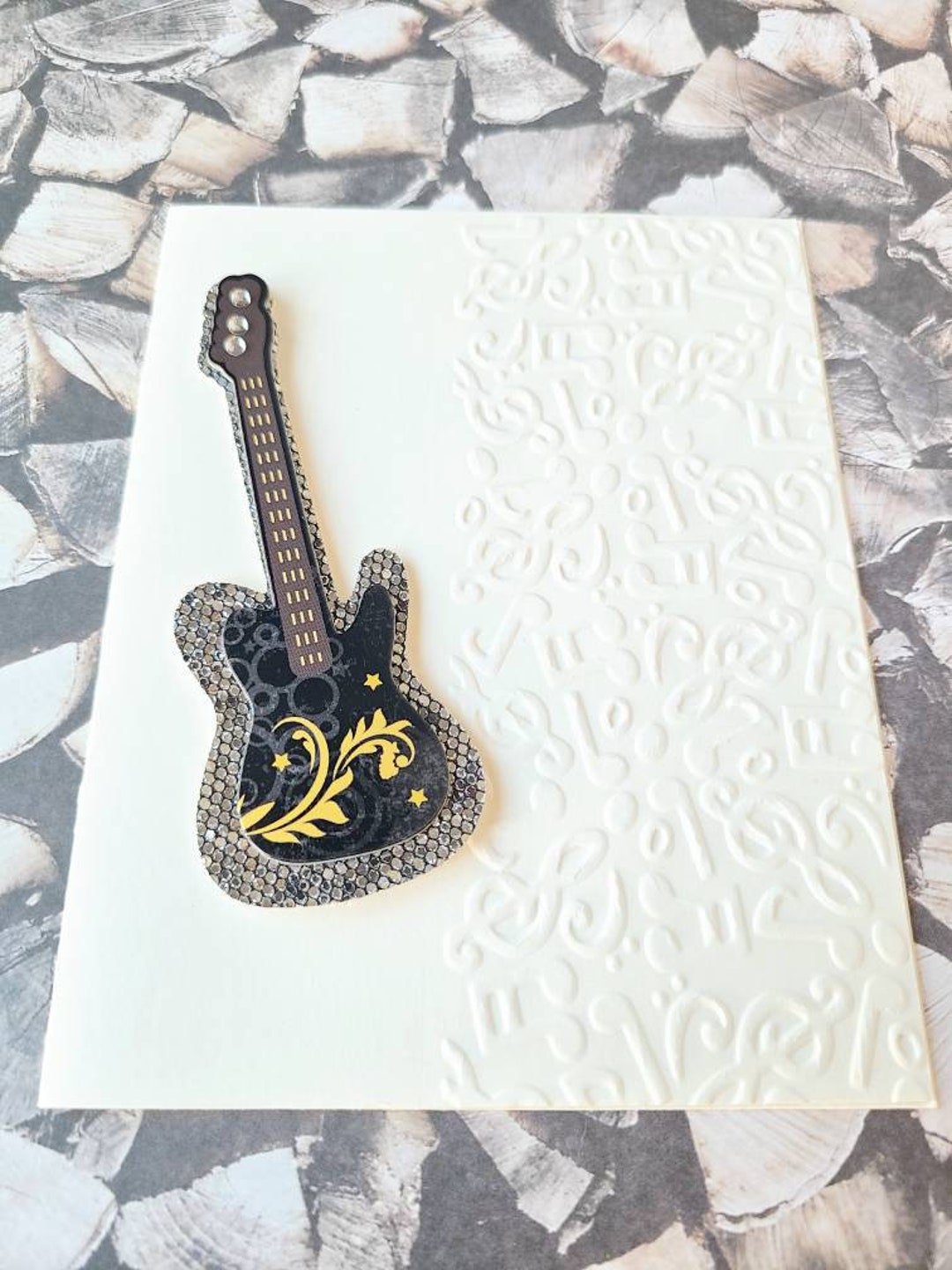 Guitar Card, Music Cards, Music Note Cards, Guitar Thank You Card ...