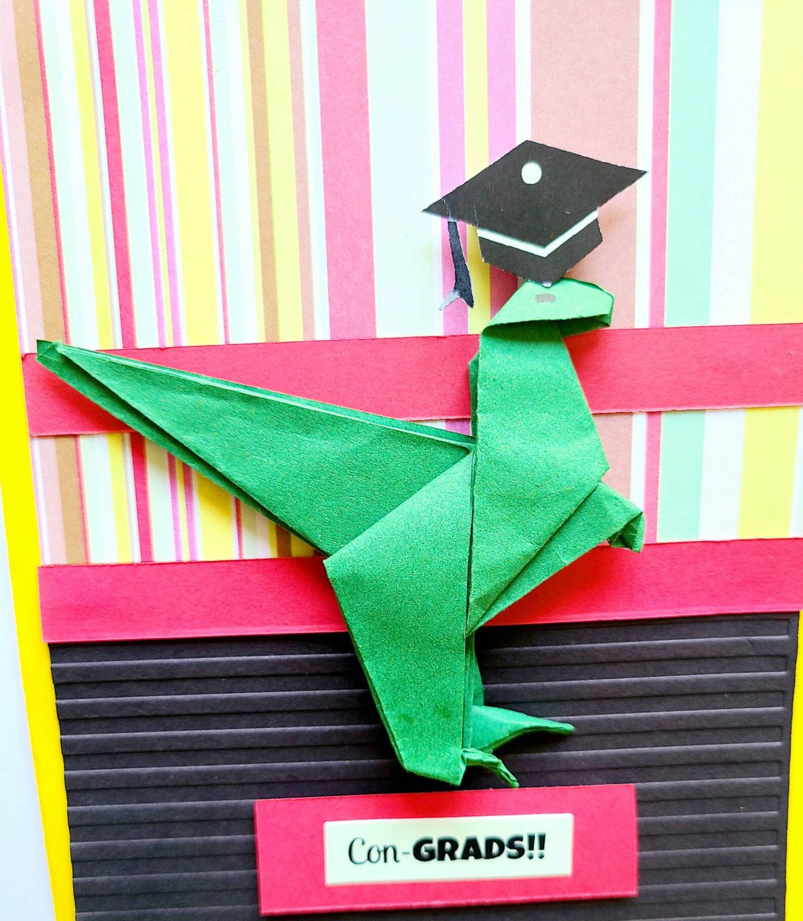 Graduation card kids graduation card origami card dinosaur | Etsy