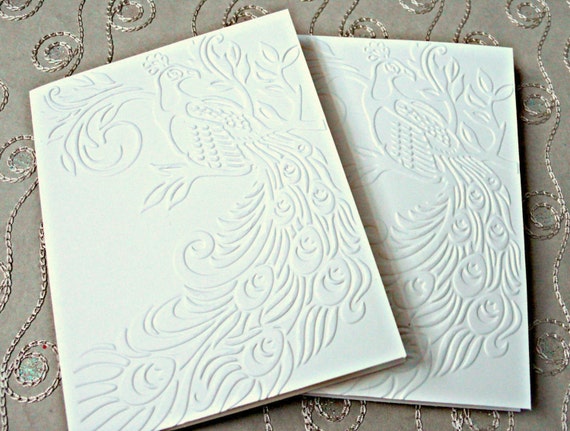 Embossed Cards Set Blank Notecard Set Peacock Card Notecard - Etsy