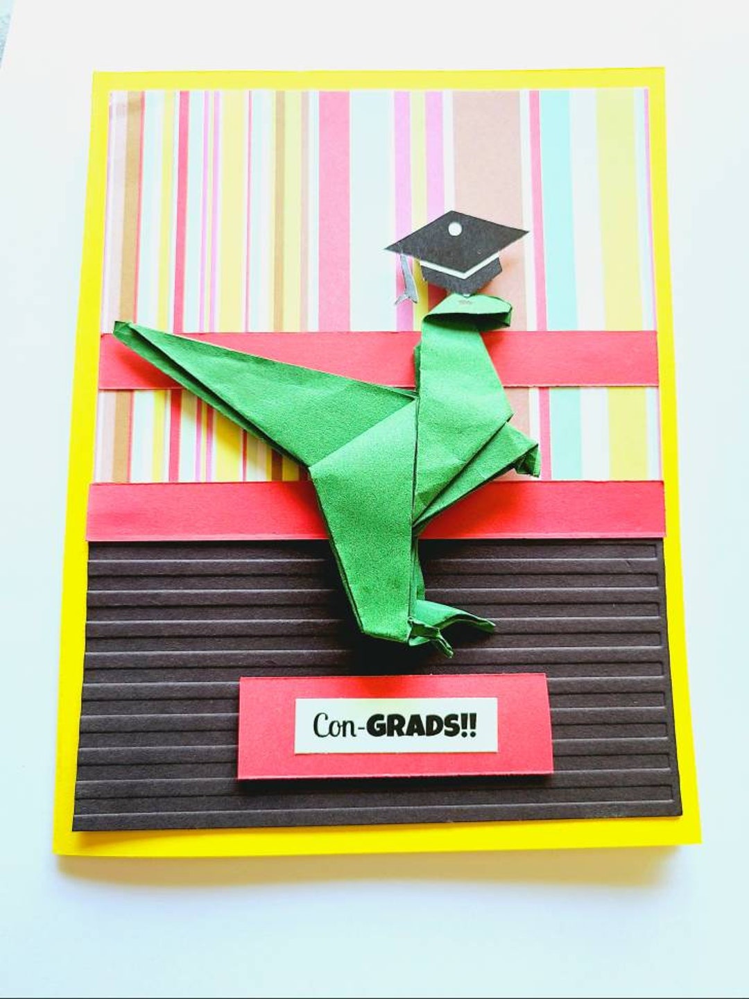 Graduation Card, Kids Graduation Card, Origami Card, Dinosaur Card ...