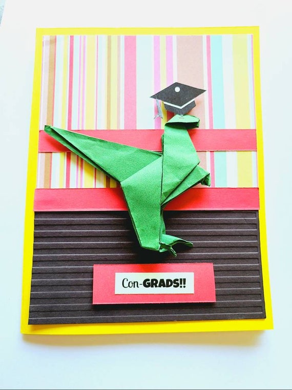 Graduation Card Kids Graduation Card Origami Card Dinosaur - Etsy