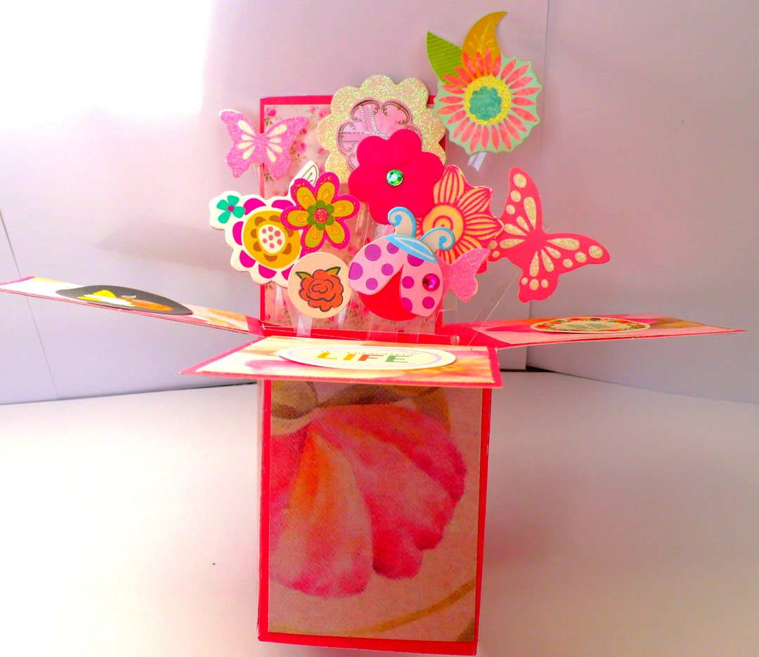 Spring Cards 3D Card, Pop up Card, Flower Box Card, 3D Box Card, Box ...