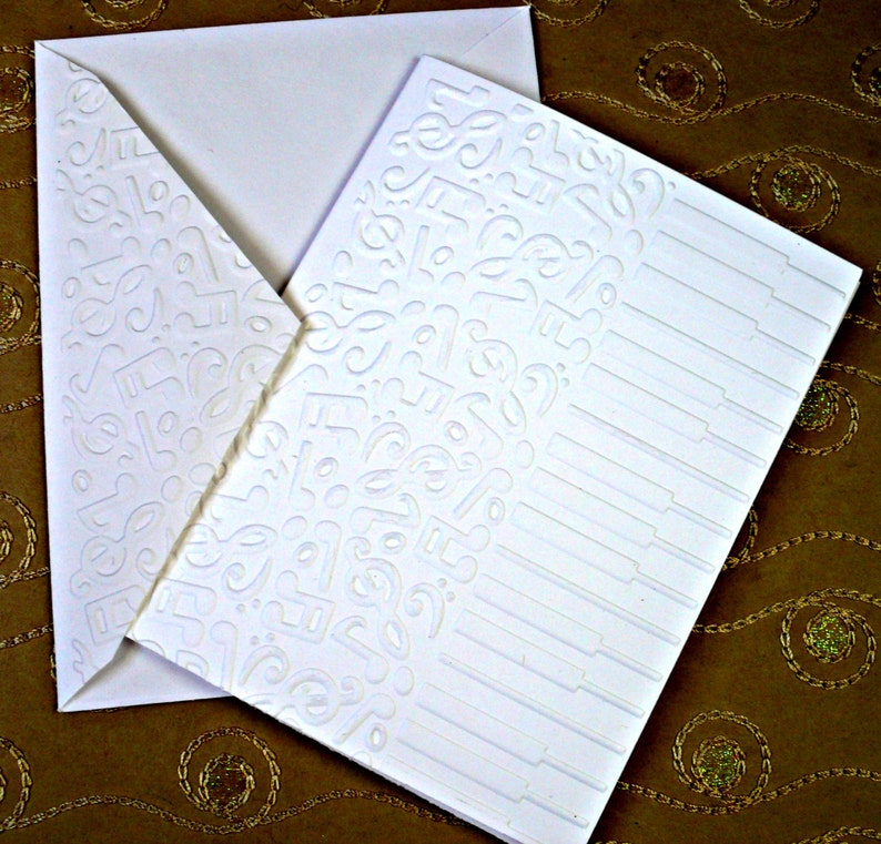 Embossed Note cards Piano Note Cards Blank cards with | Etsy