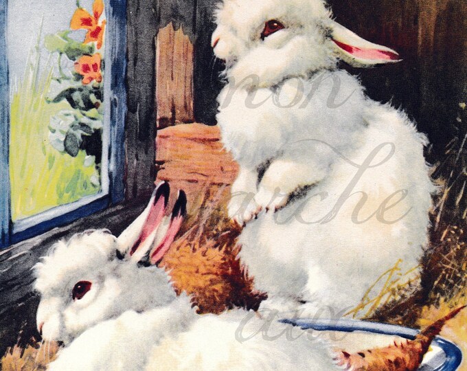 INSTANT DIGITAL DOWNLOAD Vintage Children Book Illustration 1930s Bunny ...