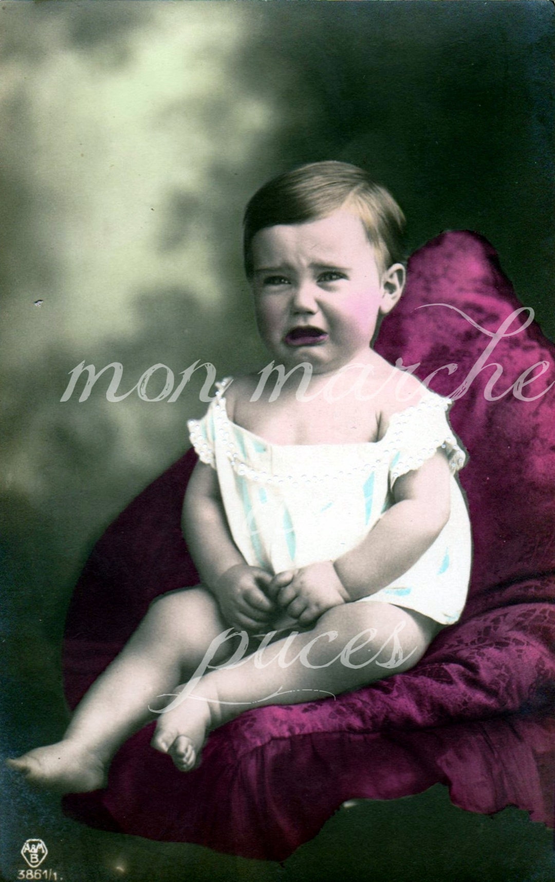 INSTANT DOWNLOAD Antique Victorian French Postcard Crying Baby Paper ...