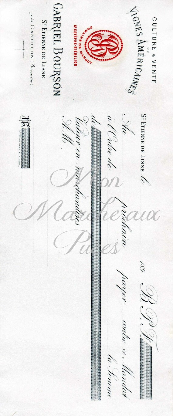 INSTANT DOWNLOAD Antique Bank Cheque American Vineyard 1890s - Etsy