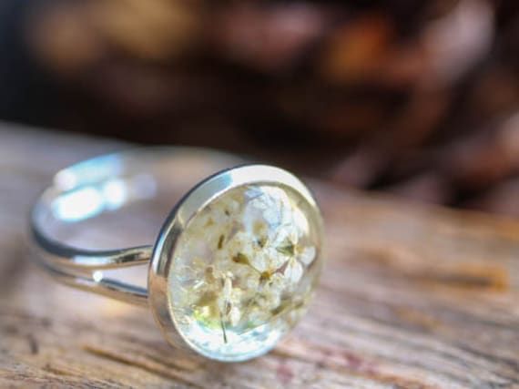 Real Flower Ring With Annes Lace Flower Lovely Valentine - Etsy