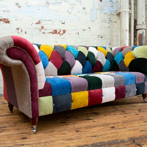 Unique British Handmade 3 Seater Patchwork Chesterfield Sofa | Etsy UK