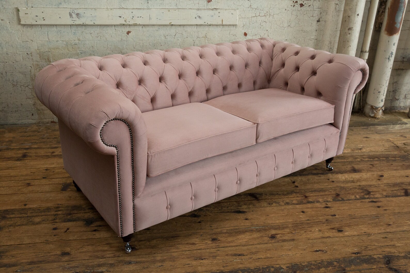 British Handmade 3 Seater Dusty Pink Velvet Fabric - Etsy