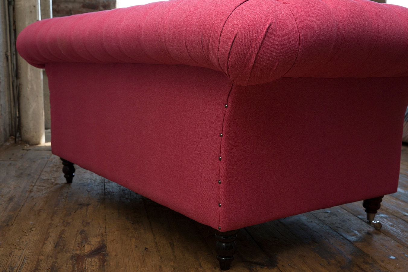 Handmade Bright Pink Wool 2 Seater Chesterfield Sofa | Etsy