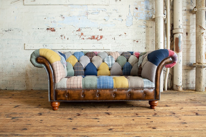 Unique British Handmade 2 Seater Patchwork Chesterfield Sofa ...