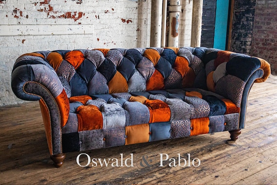 Velvet patchwork sofa store