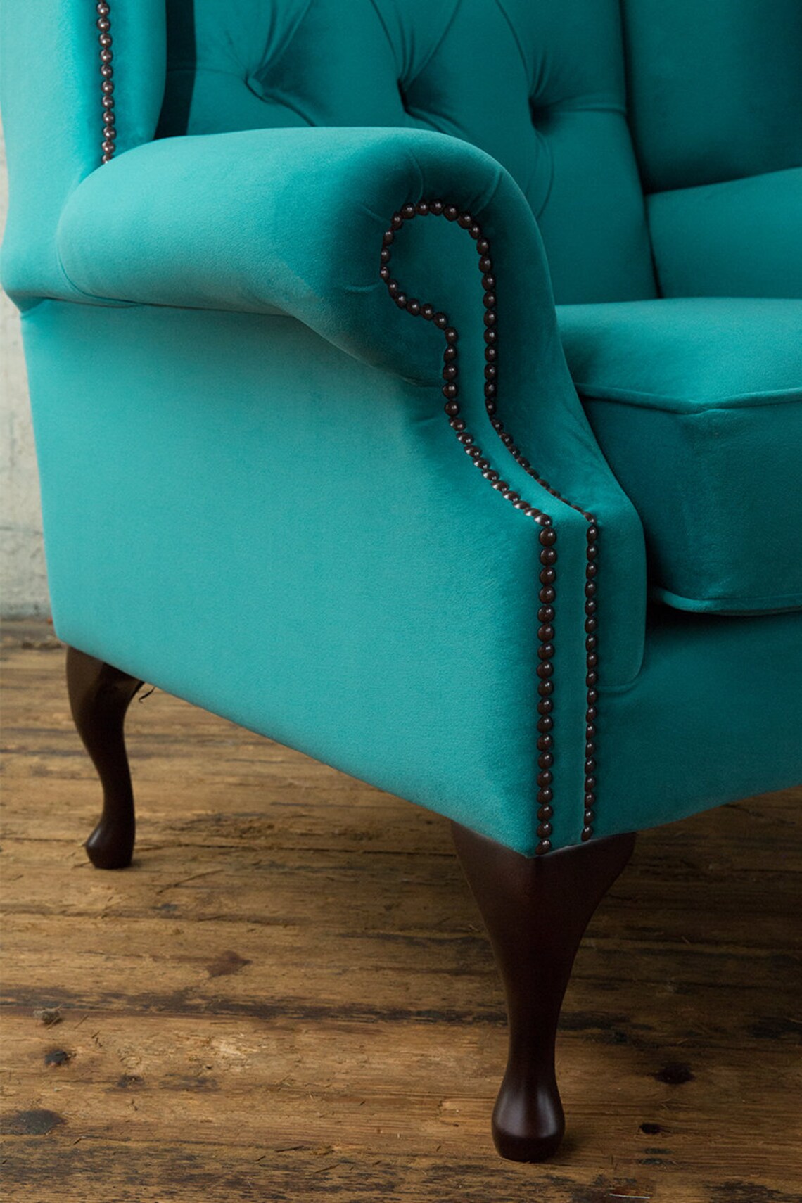 British Handmade Turquoise Blue Velvet Chesterfield High Back - Etsy UK