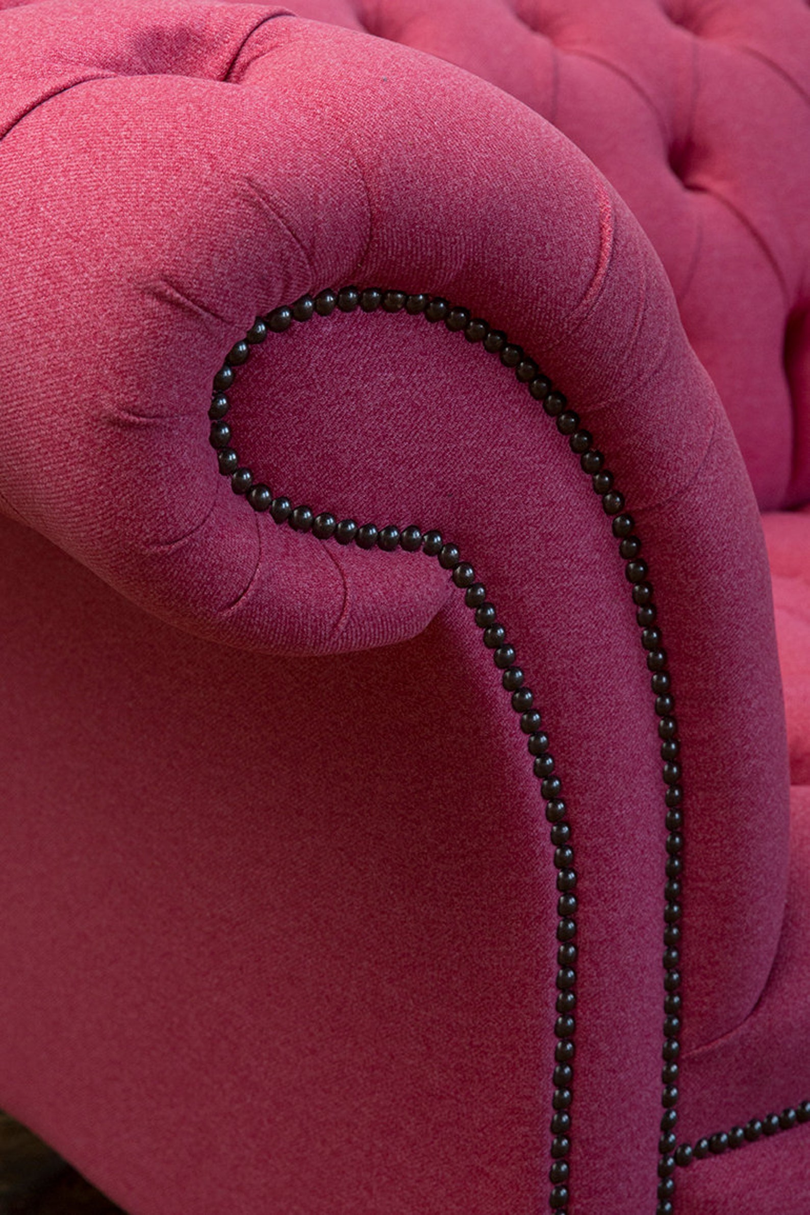 Handmade Bright Pink Wool 3 Seater Chesterfield Sofa | Etsy