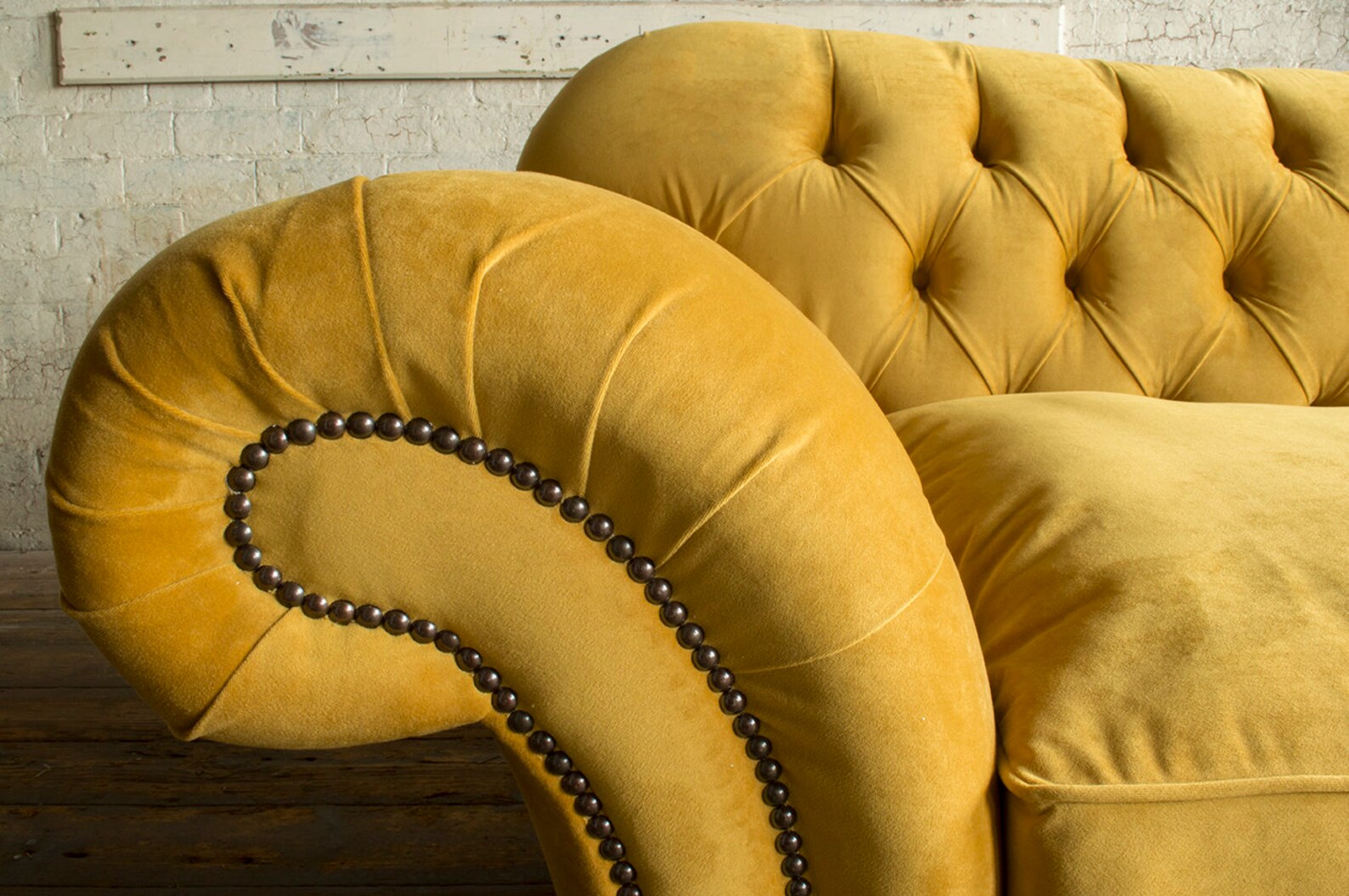 2 Seater Mustard Velvet Fabric Chesterfield Sofa, British Handmade - Etsy