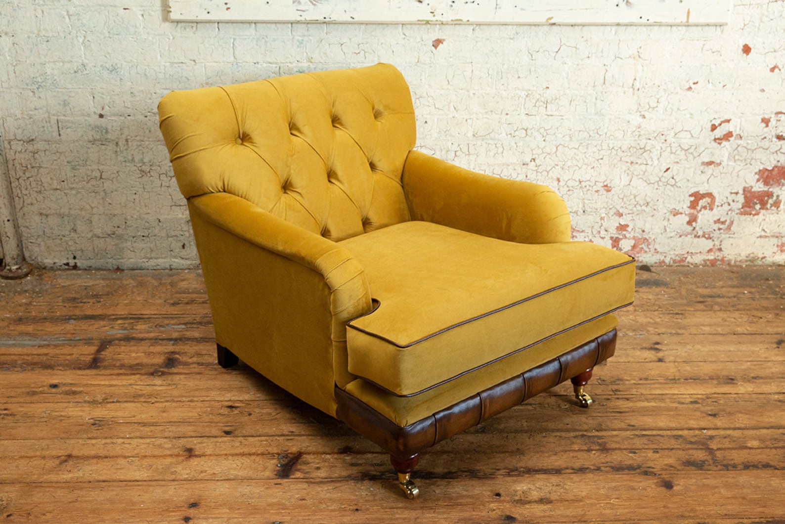 British Handmade Mustard Velvet Chesterfield Armchair With | Etsy UK