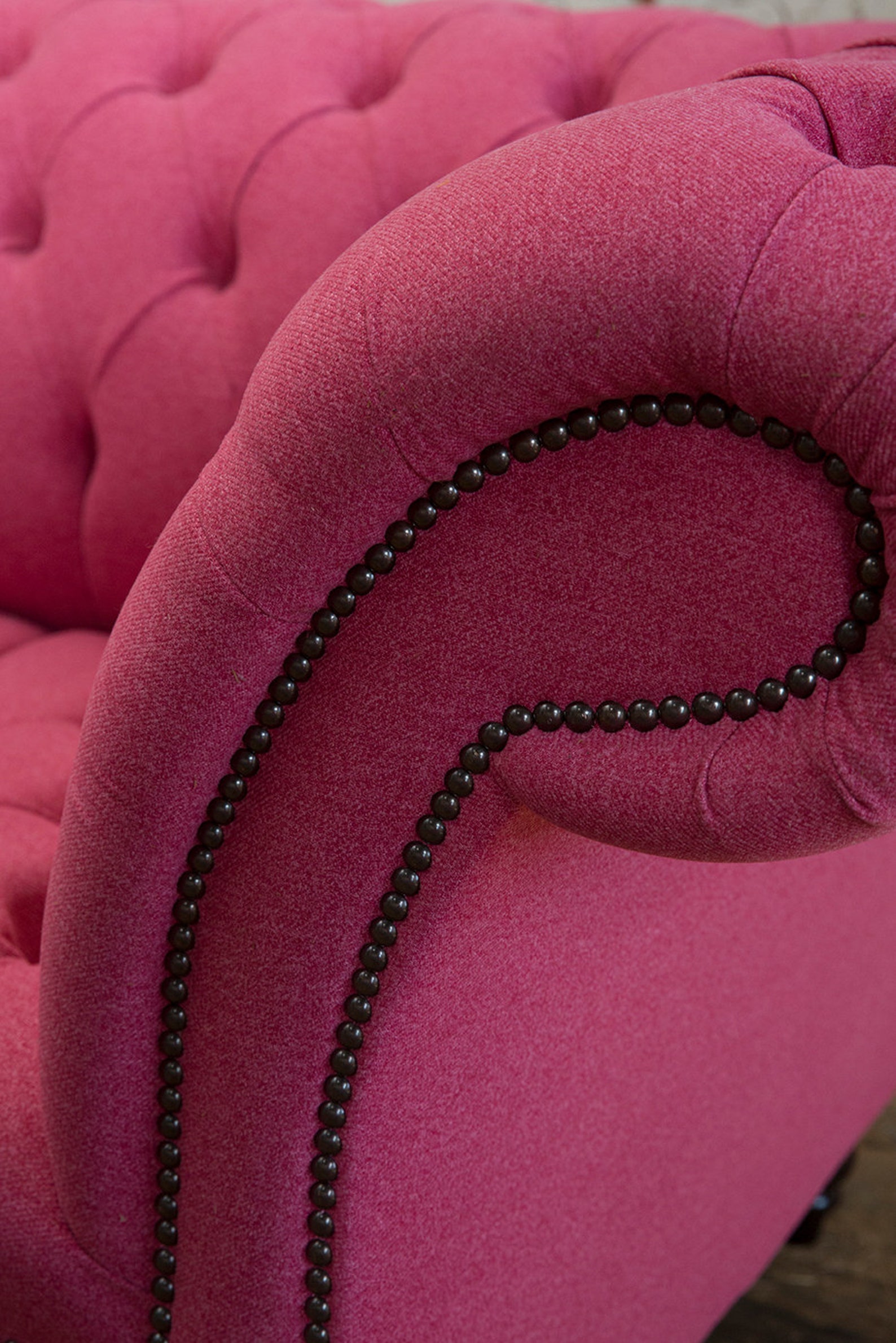 Handmade Bright Pink Wool 3 Seater Chesterfield Sofa | Etsy