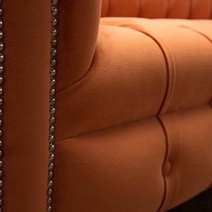 Handmade 4 Seater Orange Velvet Fabric Chesterfield Sofa - Etsy UK