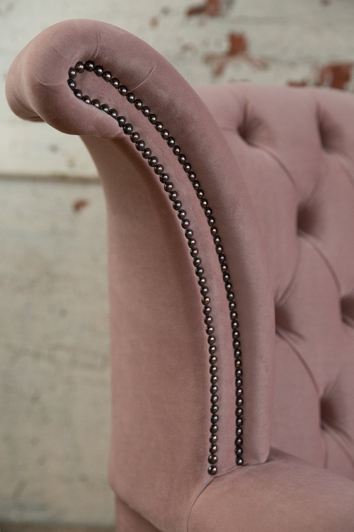 British Handmade Dusty Pink Velvet Chesterfield Wing Chair | Etsy