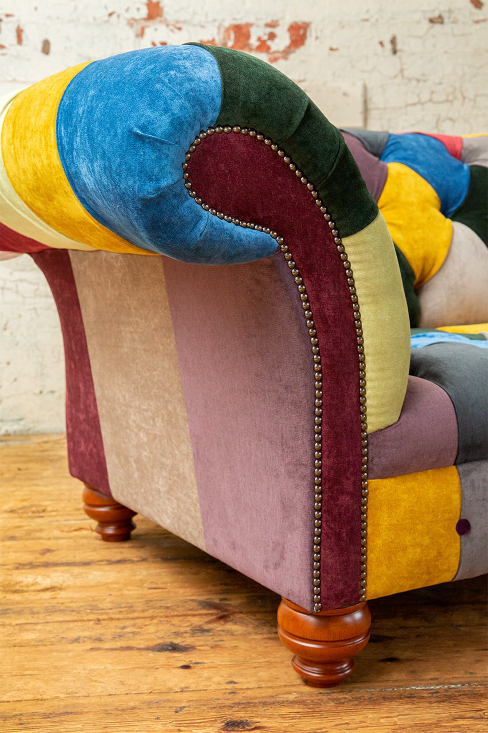 2 Seater Multicoloured Patchwork Velvet Chesterfield Sofa - Etsy UK