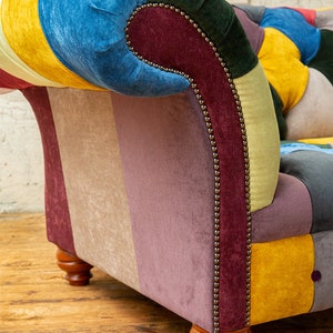 2 Seater Multicoloured Patchwork Velvet Chesterfield Sofa, Unique ...