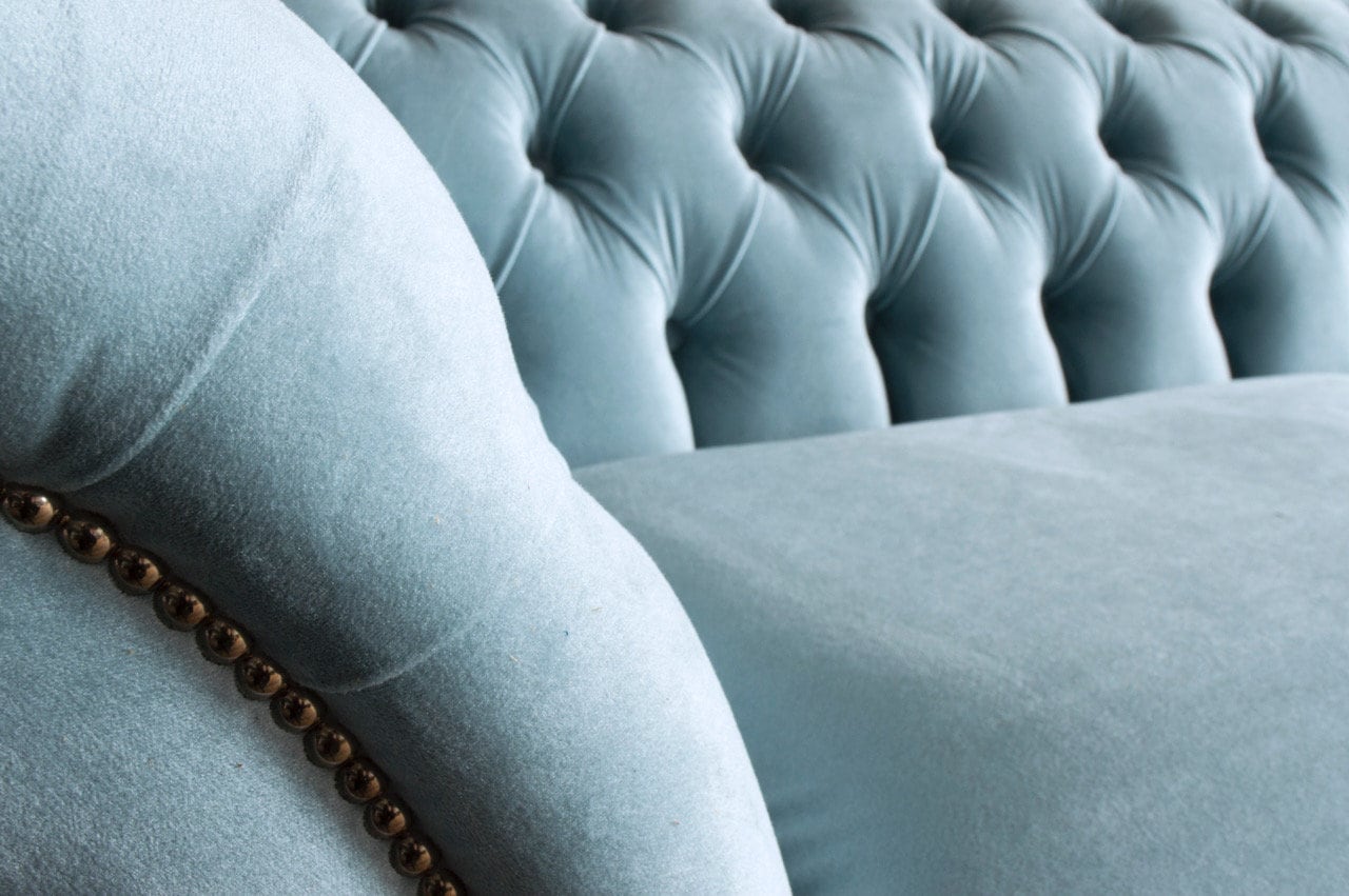 British Handmade 3 Seater Vintage Dusty Blue Velvet Chesterfield Sofa Etsy