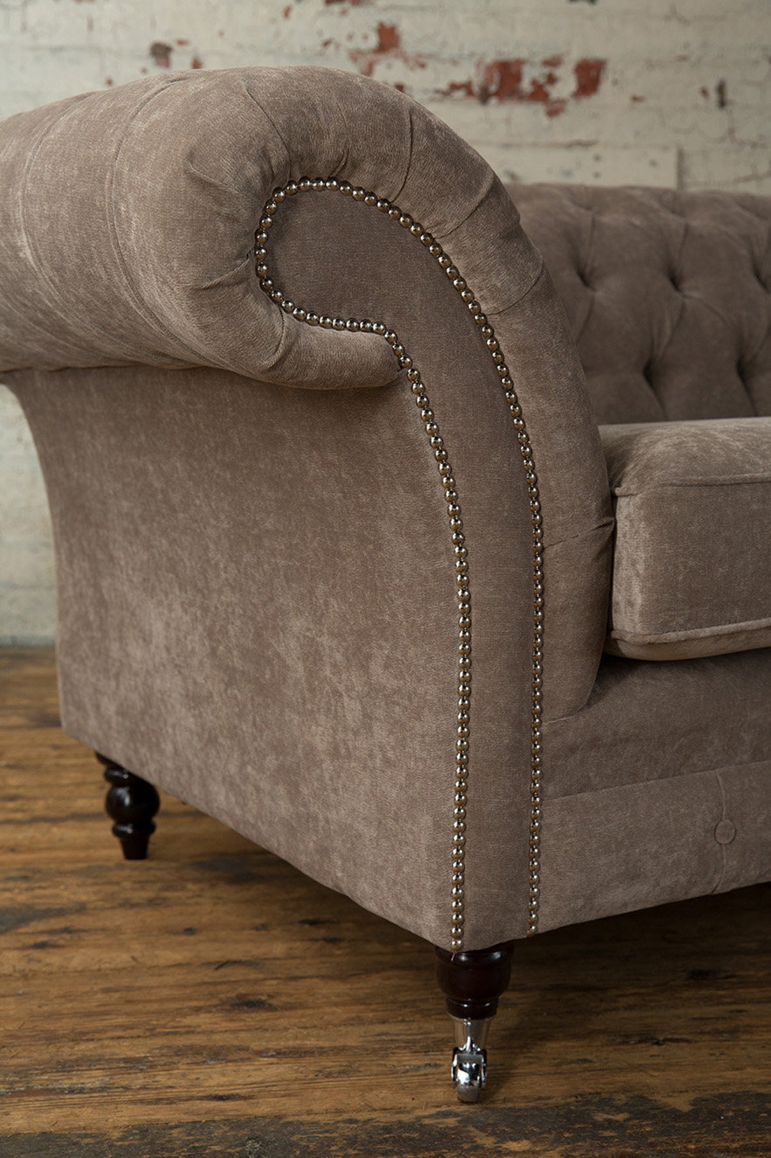 Unique British Handmade Mink Textured Velvet 3 Seater - Etsy UK