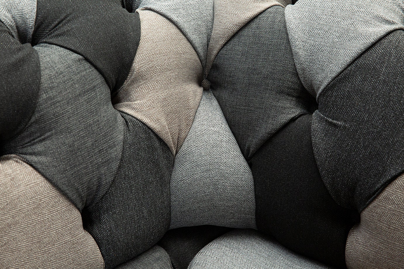 3 Seater Patchwork Wool Chesterfield Sofa Grey Herringbone - Etsy UK