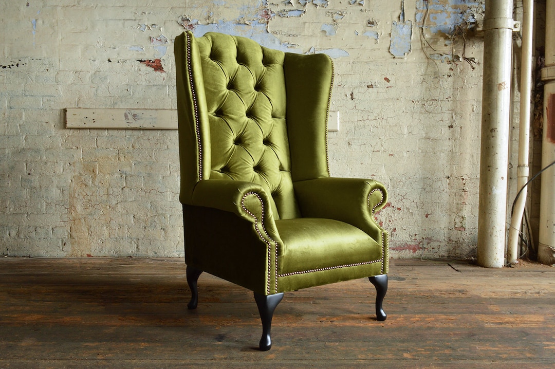 Green high back armchair store
