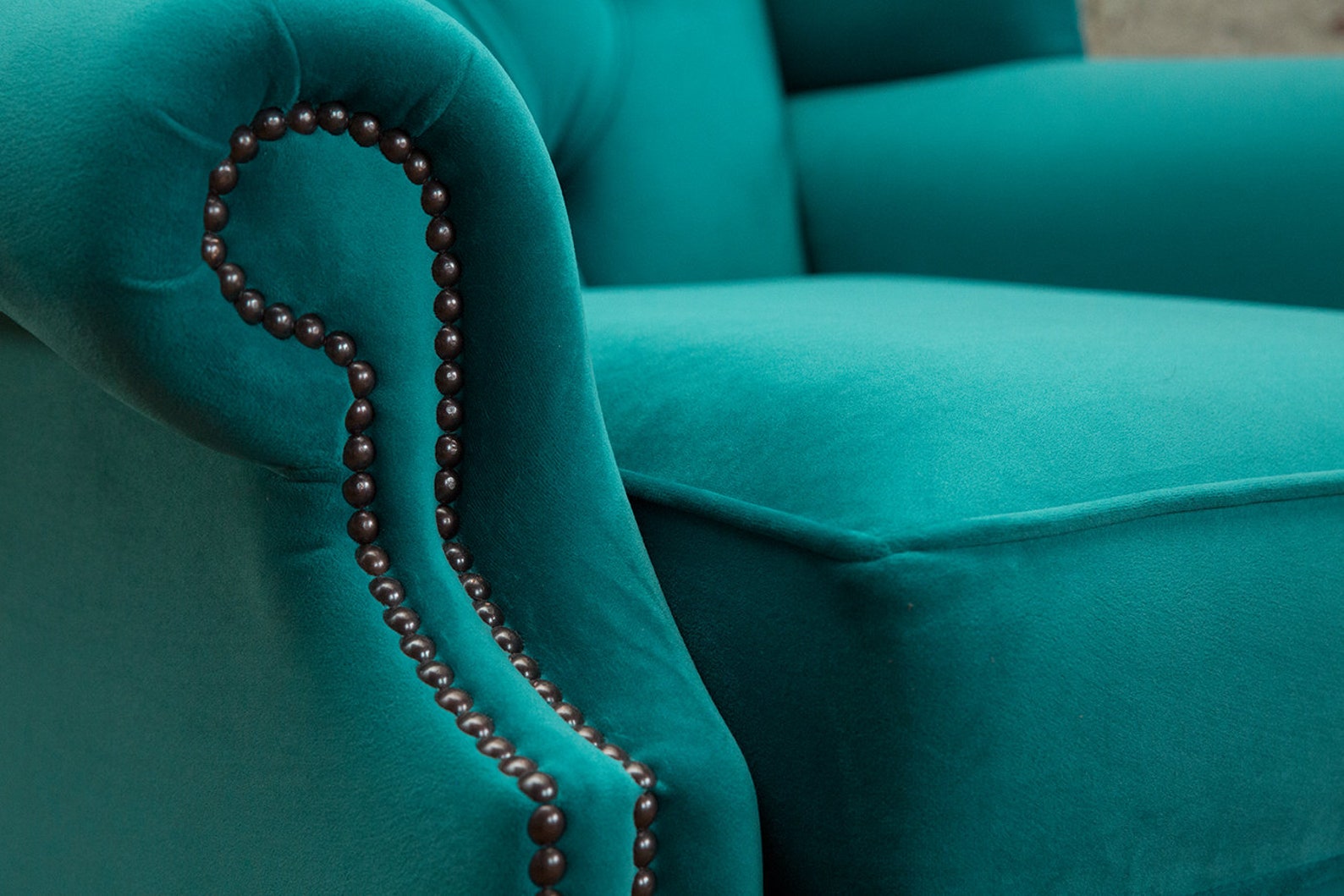 British Handmade Turquoise Blue Velvet Chesterfield High Back - Etsy UK