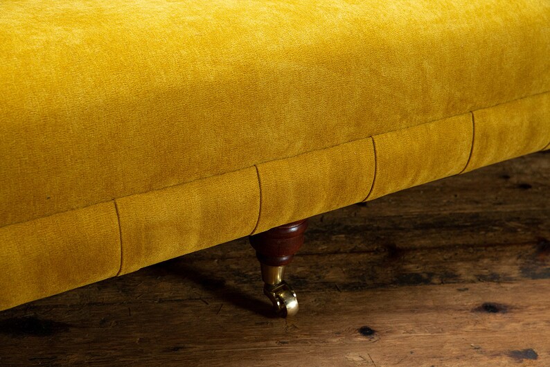 Handmade 4 Seater Mustard Velvet Fabric Chesterfield Sofa - Low Retro ...