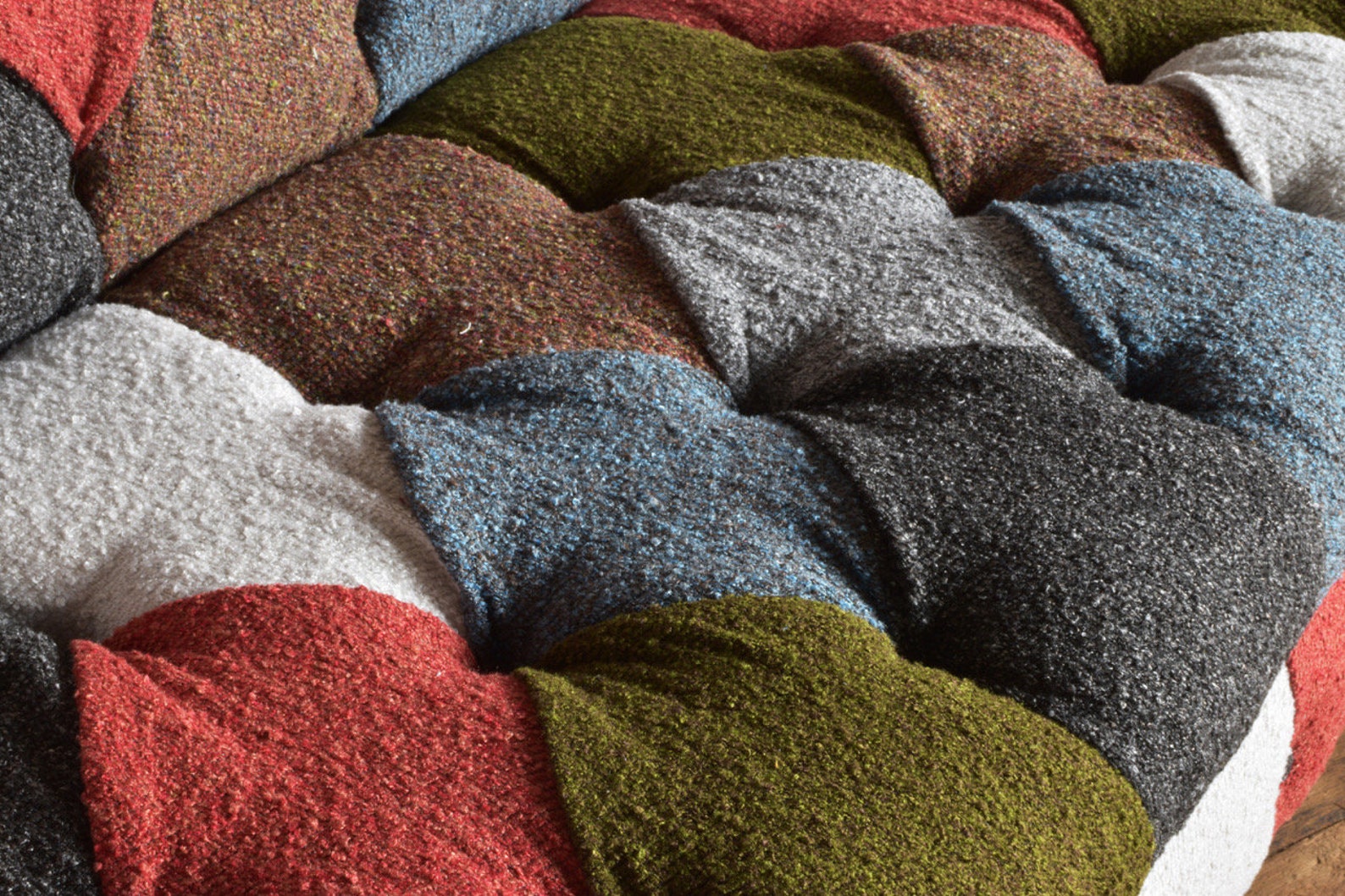 3 Seater Multi Coloured Bouclé Fabric Chesterfield Sofa, Unique British ...