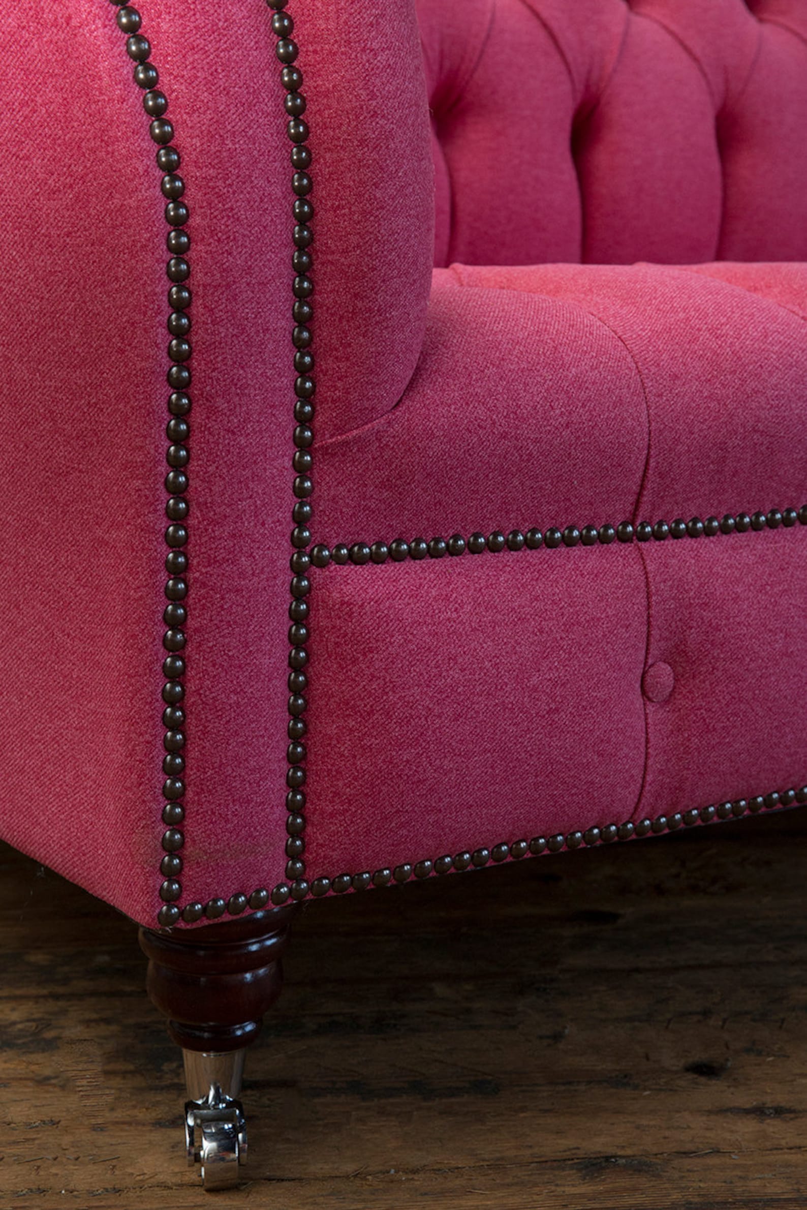 Handmade Bright Pink Wool 3 Seater Chesterfield Sofa | Etsy