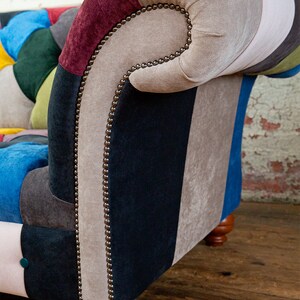 2 Seater Multicoloured Patchwork Velvet Chesterfield Sofa, Unique ...
