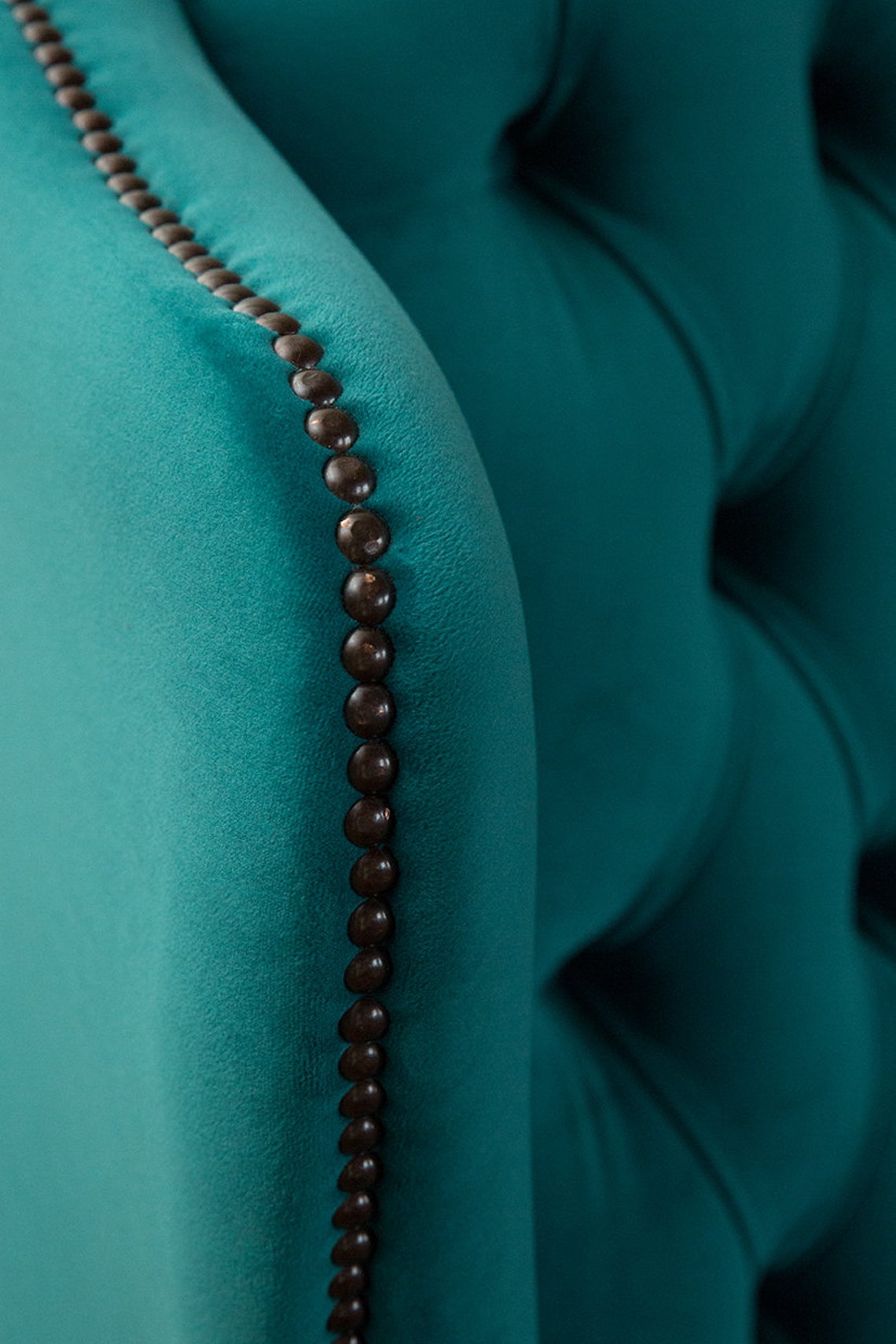 British Handmade Turquoise Blue Velvet Chesterfield High Back - Etsy UK