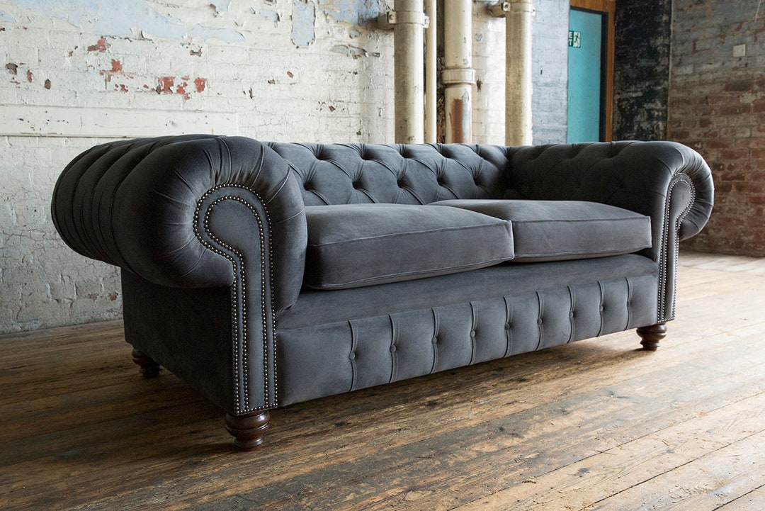 Unique British Handmade Oversized Velvet 3 Seater Chesterfield Sofa ...