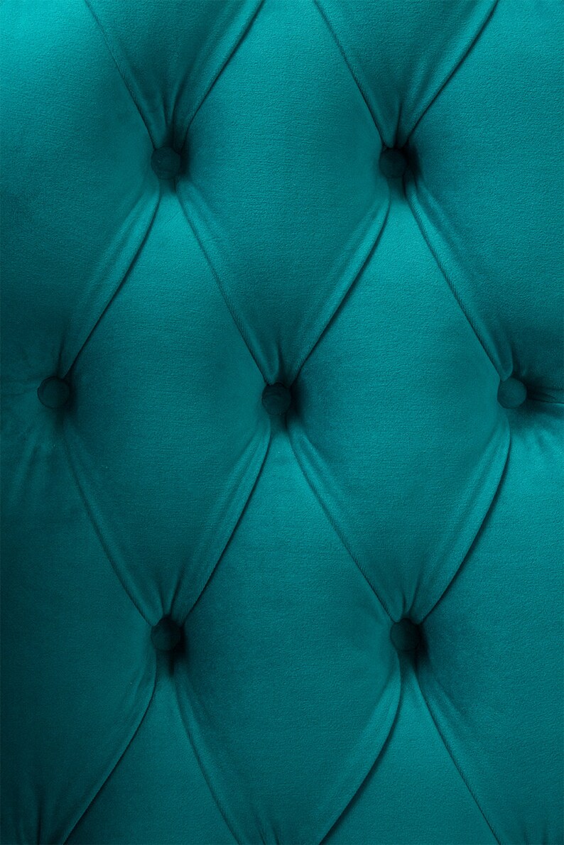 British Handmade Turquoise Blue Velvet Chesterfield High Back Wing ...