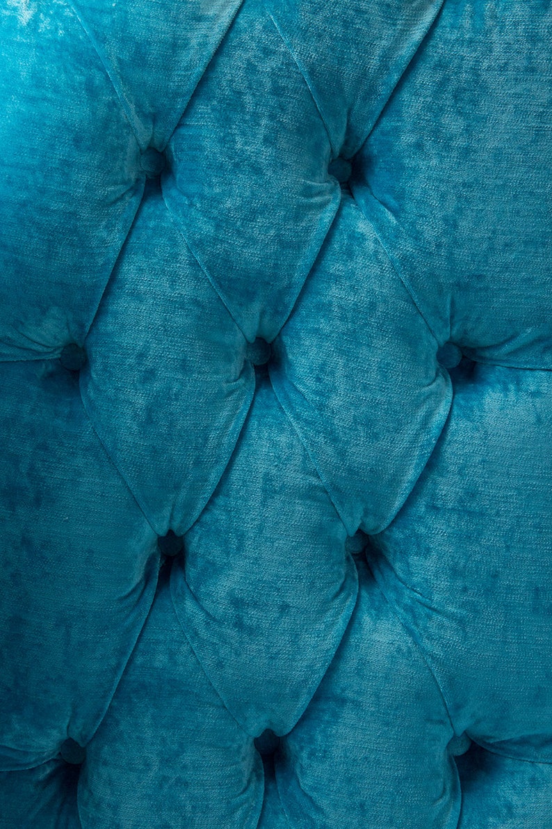 British Handmade Bright Turquoise Blue Velvet Chesterfield High Back ...