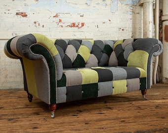 Unique British Handmade 2 Seater Patchwork Chesterfield Sofa | Etsy UK