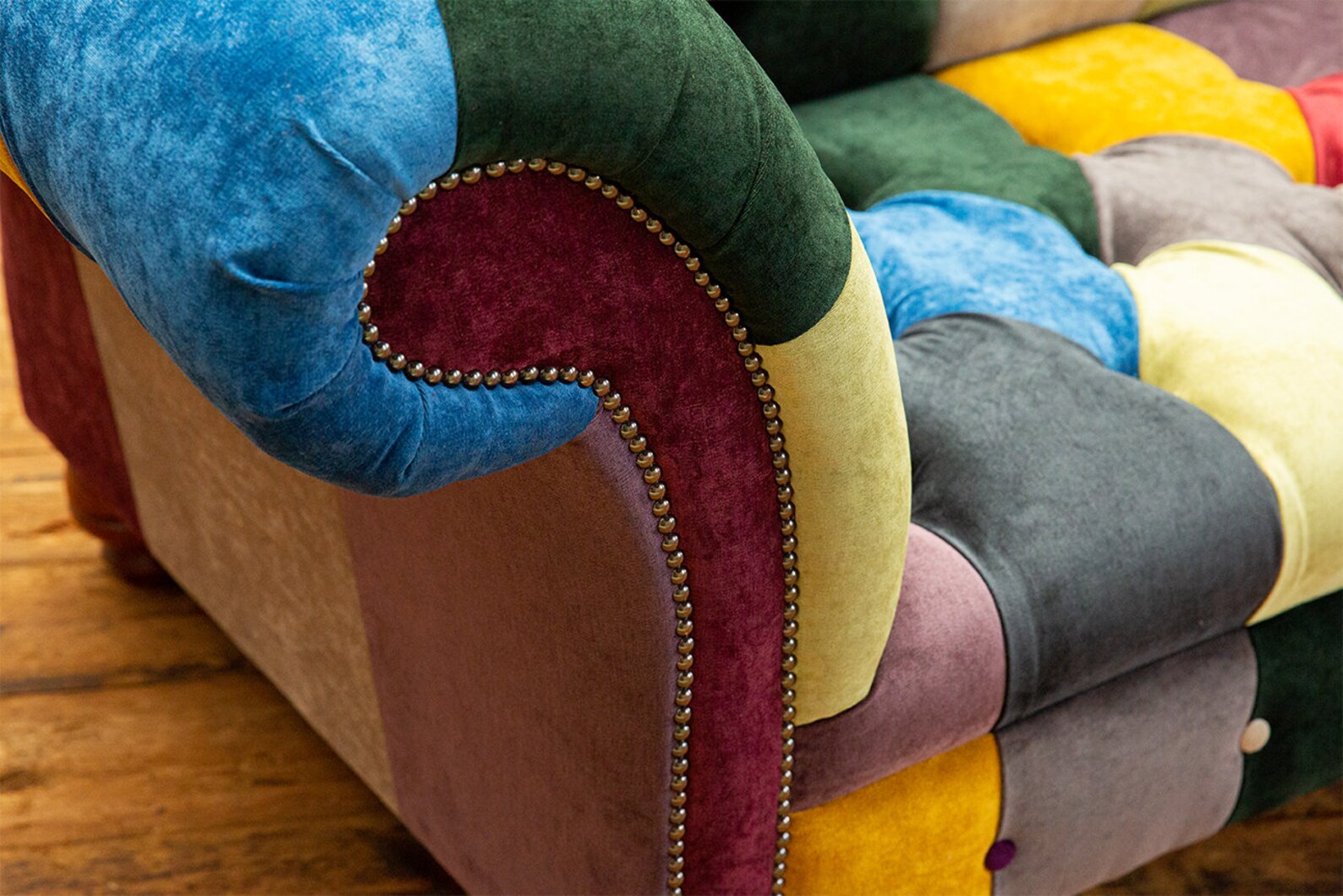 2 Seater Multicoloured Patchwork Velvet Chesterfield Sofa - Etsy UK