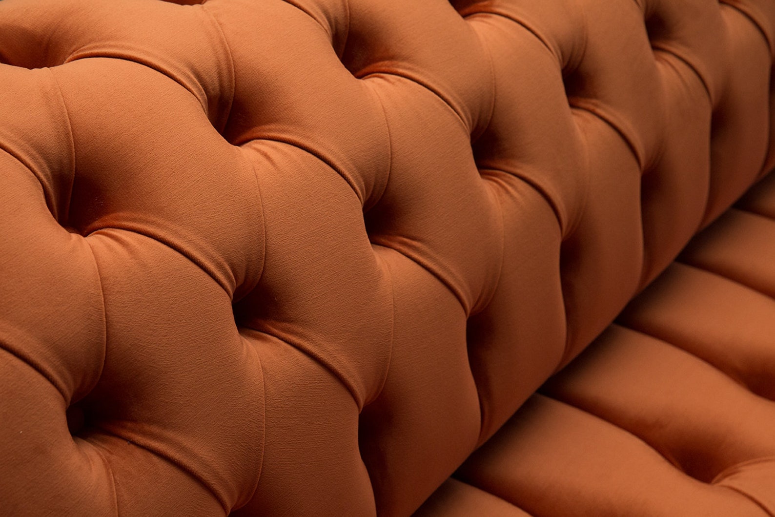 Handmade 4 Seater Orange Velvet Fabric Chesterfield Sofa - Etsy UK