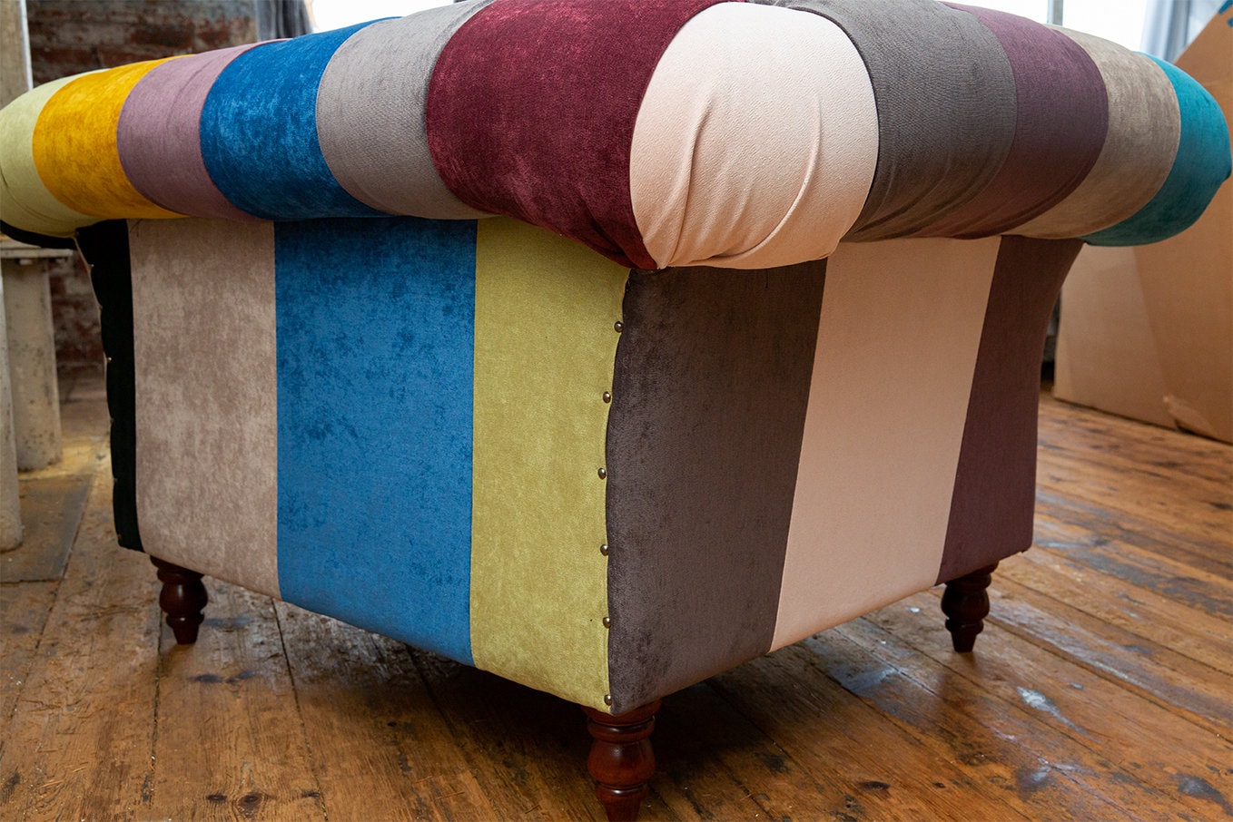 Unique British Handmade 1.5 Seater Patchwork Chesterfield Armchair ...